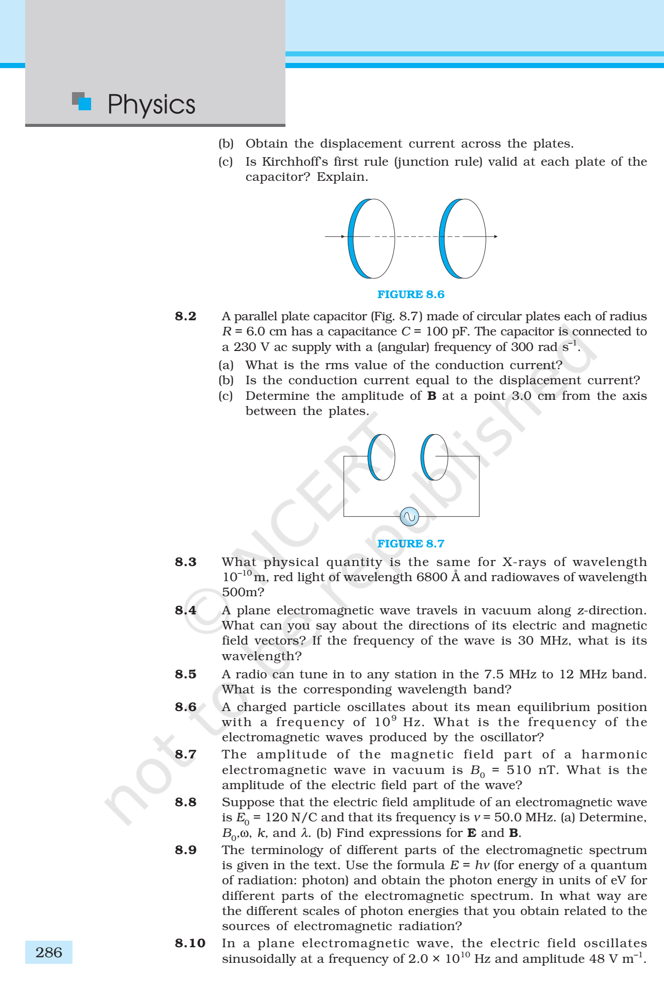 NCERT Book Class 11 (Physics) Chapter 8 Electromagnetic Waves