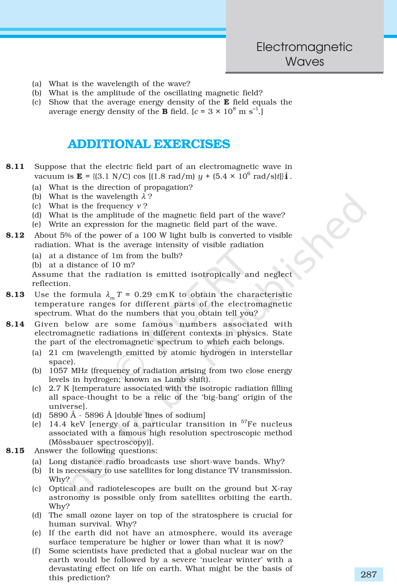NCERT Book Class 11 (Physics) Chapter 8 Electromagnetic Waves