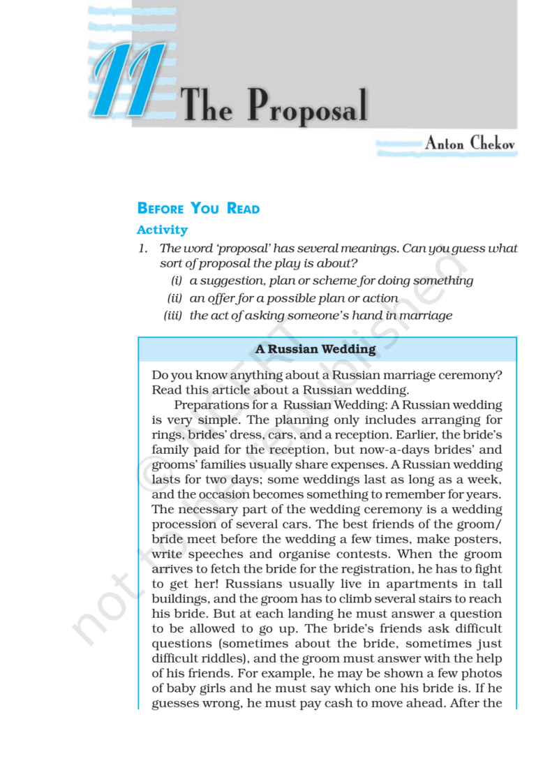 NCERT Book Class 10 (English) Chapter 11 The Proposal