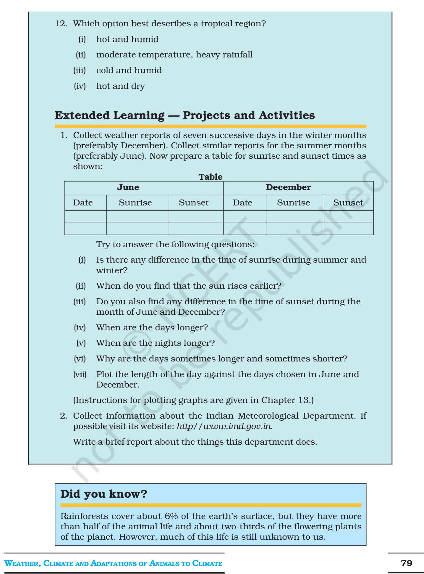 NCERT Books For Class 7 Science Weather, Climate and Adaptations of ...