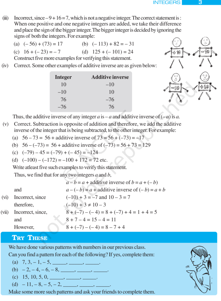 NCERT Books For Class 7 Maths Integers