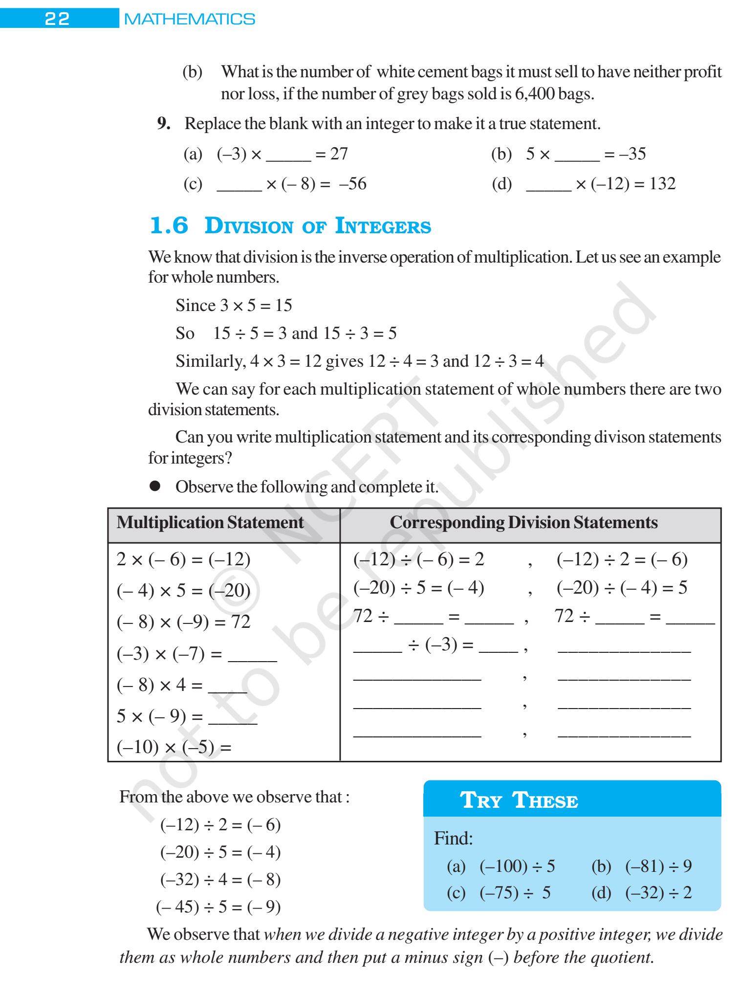 NCERT Books For Class 7 Maths Integers