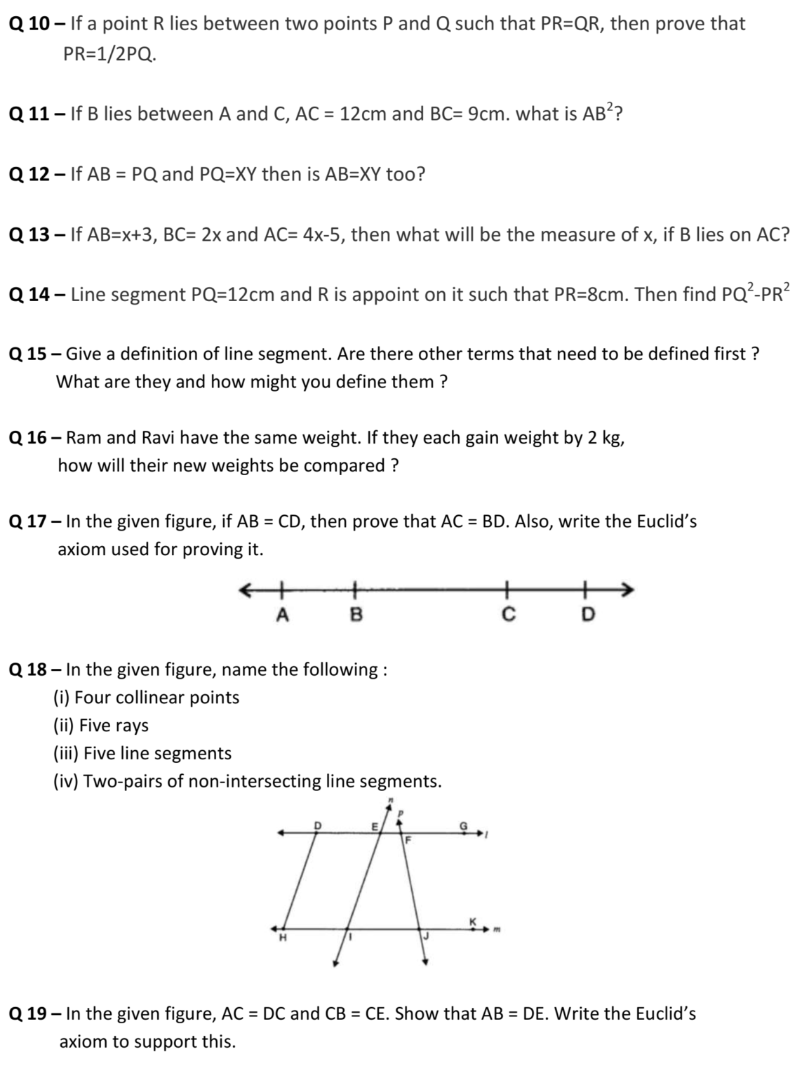 Introduction to Euclid's Geometry For Class 9 Important Question